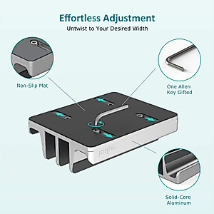 Nukoi Vertical Laptop Stand - SPACEMax Adjustable GRIPLock Anti-Tip Silicone 4 Slots Aluminum Desktop Holder - Double Dock Stand - 2 Phone Slots Fits Up to 17.3” Laptops, Tablets, Phones - Silver