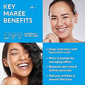 MAREE Facial Masks for Skin Care & Beauty - Sheet Masks for Face with Natural Pearl Extract, Marine Collagen & Hyaluronic Acid - Anti Aging Collagen Facial Masks for Wrinkles & Dry Skin, 6 Pack