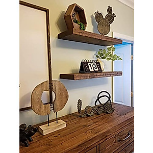 Joel's Antiques Floating Wall Shelf - 36-Inch Wood Decor & Shelving for Bathroom, Kitchen, Living Room, & Farmhouse - Wall-Mounted Rustic Stand, Wooden Hanging Display - Medium Brown, 36" x 10" x 2"