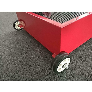 Manoch 20 Gallon Oil Drain Pan Low Profile Dolly with Pump 8 feet Hose and Wheel Material: Iron Overall Dimensions: (51.57 x 25.2 x 31.5)" / (131 x 64 x 80) cm (L x W x H) Casters: 4-inch (10 cm)