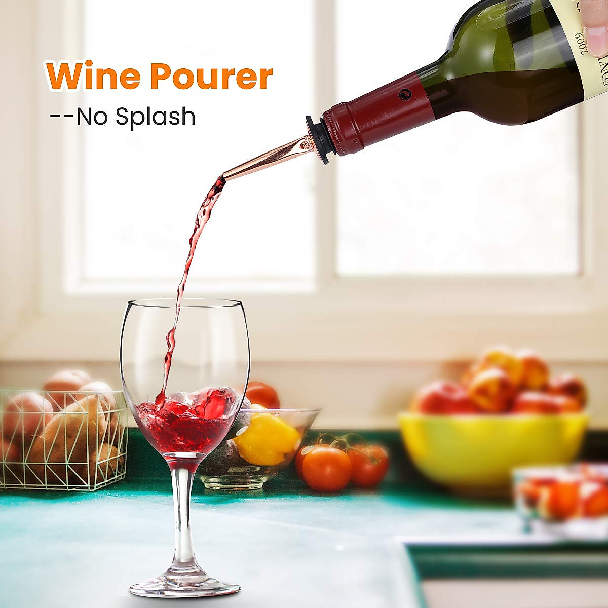 Wine Bottle Opener Wing Corkscrew, Godmorn Rose Gold Beer Bottle Opener with Wine Pourer, Cute Stainless Steel Winged Corkscrew, Pink Cork Screw Wine Accessories For Kitchen Bars Mothers Day Gift