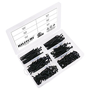 Hilitchi 220-Pcs #7 Coarse Thread Drywall Screw Assortment Kit, Bugle Head, Phillips Drive, Black Oxide Finish, for Drywall Sheetrock, Wood - [6 Different Size]