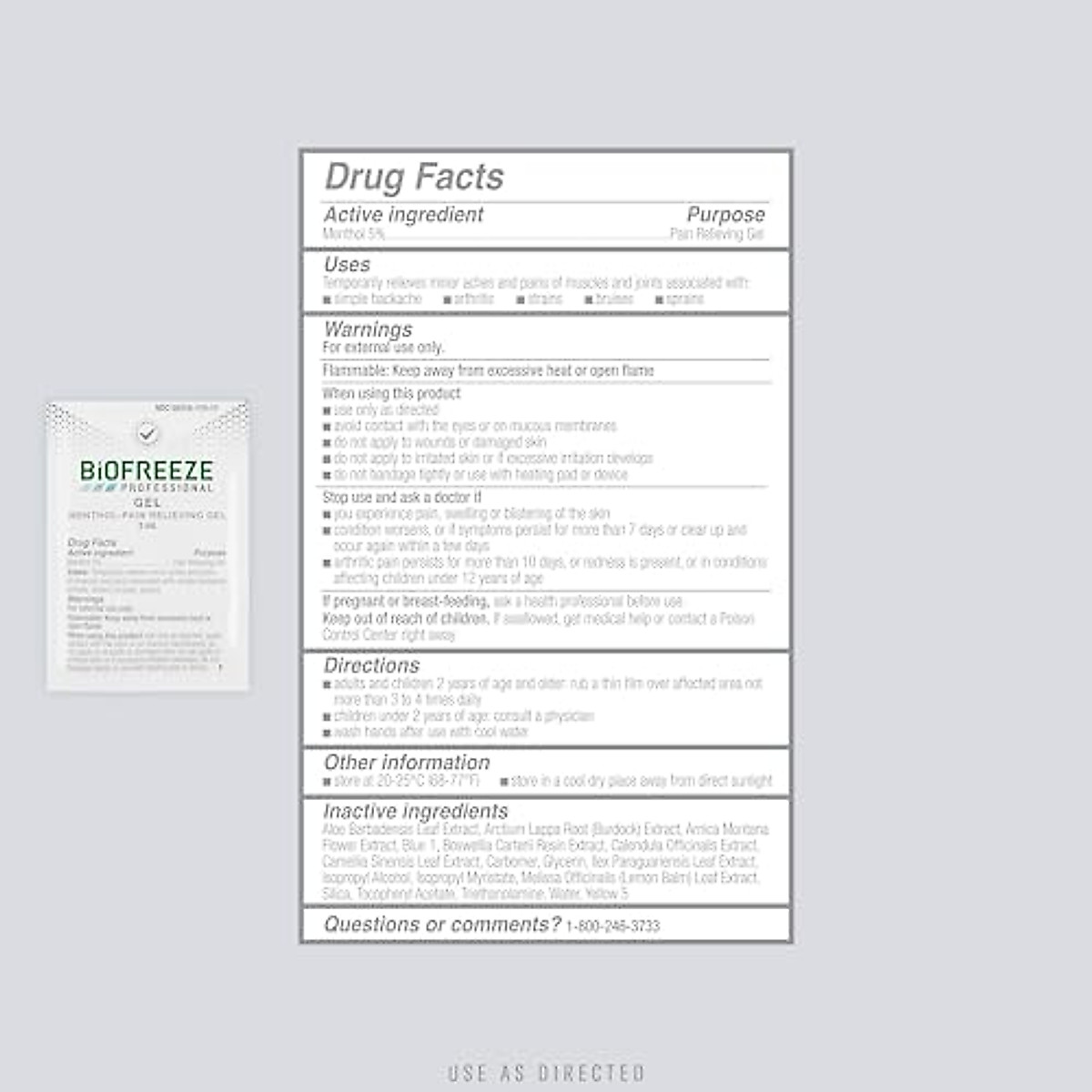 Biofreeze Professional Strength Pain Relief Gel, Arthritis Pain Reliver, Knee & Lower Back Pain Relief, Sore Muscle Relief, Neck Pain Relief, 100 Count (3ml Biofreeze Menthol Gel Packet)