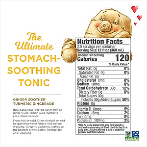 Turmeric Gingerade, Ginger Soother by The Ginger People – Drug Free Digestive Health, Turmeric Flavor, Premium Quality Turmeric Juice, Single - 32 Oz (Pack of 1)