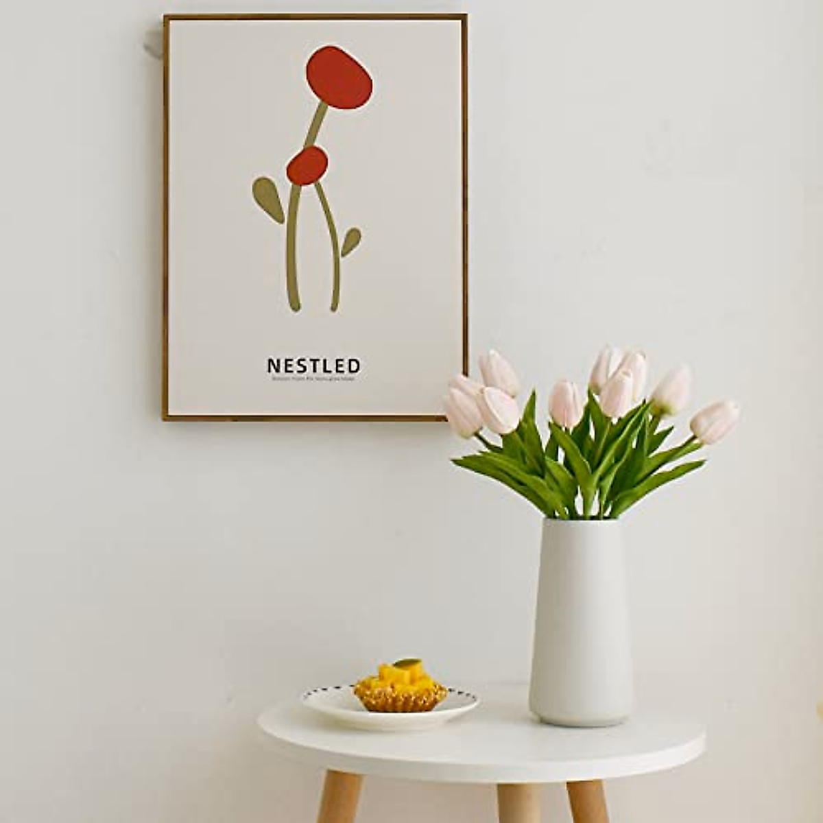 ONLY ART 30pcs Peach Artificial Tulip Flowers with Soft Latex Materials for Mother's Day Home & Kitchen Decoration