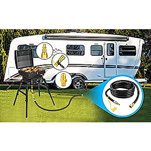 MCAMPAS Universal 1/4“ Propane Quick Connect Adapter Hose Assembly Kit for Gas Grills, Turkey Fryers, Fire Pit, Mr Heater.RV Equipment Etc to Conver Hose Extension