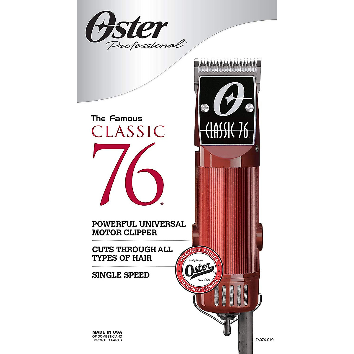 Oster Limited Edition Classic 76 with 2 blades & 10 Piece Professional Comb Set, burgundy and black for Unisex Adult