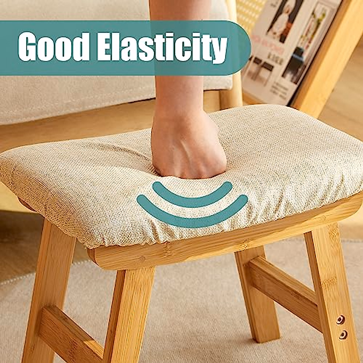 viewcare Foot Stools Ottoman, Small Foot Stool Ottoman, and Footstool, Wooden Foot Stool, Sofa Footrest Extra Seating for Living Room Entryway Office
