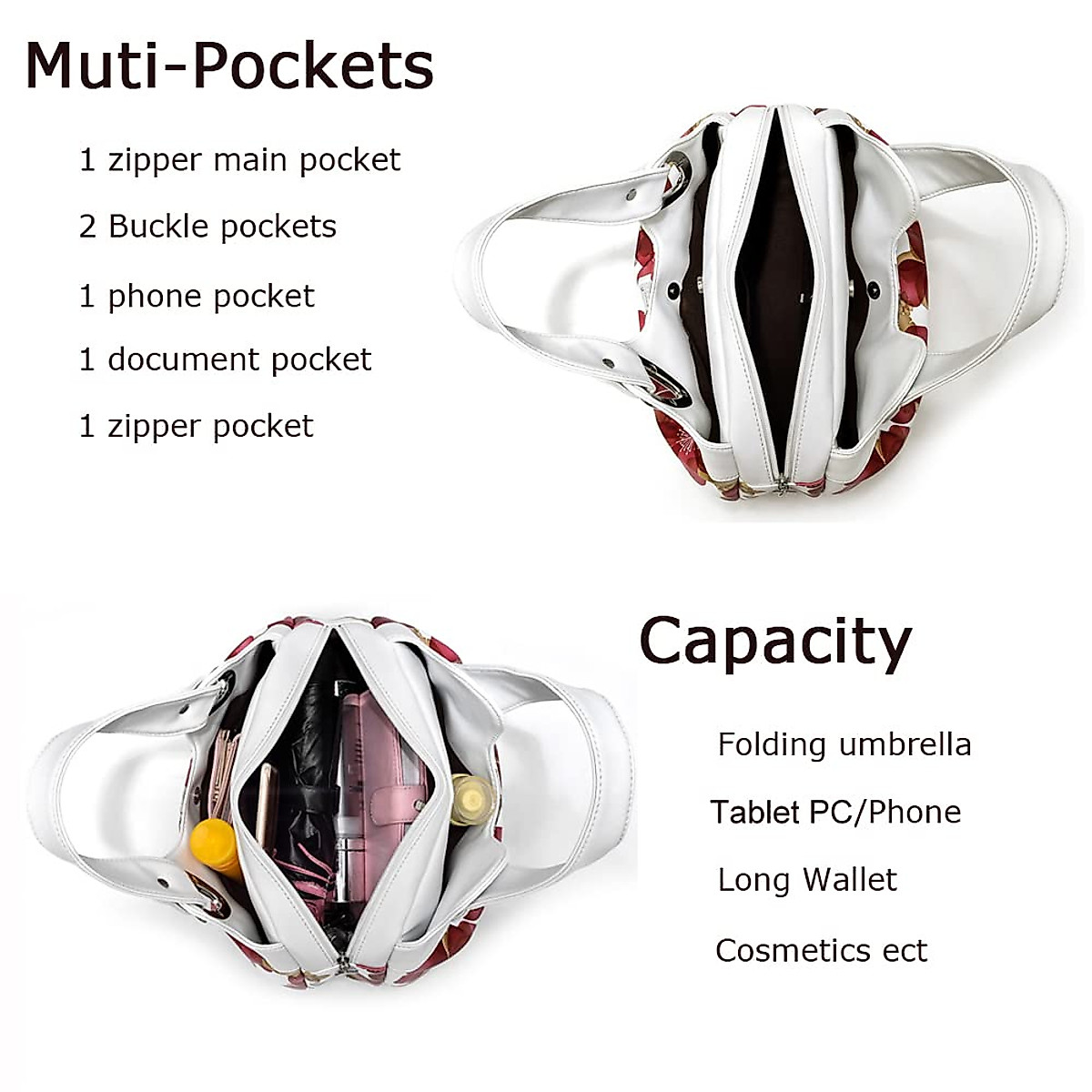 Barsine Vegan Leather Purse for Women Fashion Hobo Style Floral Handbag