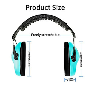 EAREST 2 Pack Ear Protection Shooting Earmuffs, NRR 20 dB Kids Noise Cancelling Ear Muffs for Sleeping, Studying, Hunting and Mowing, with Adjustable Headband and Carrying Bag - Blue & Green
