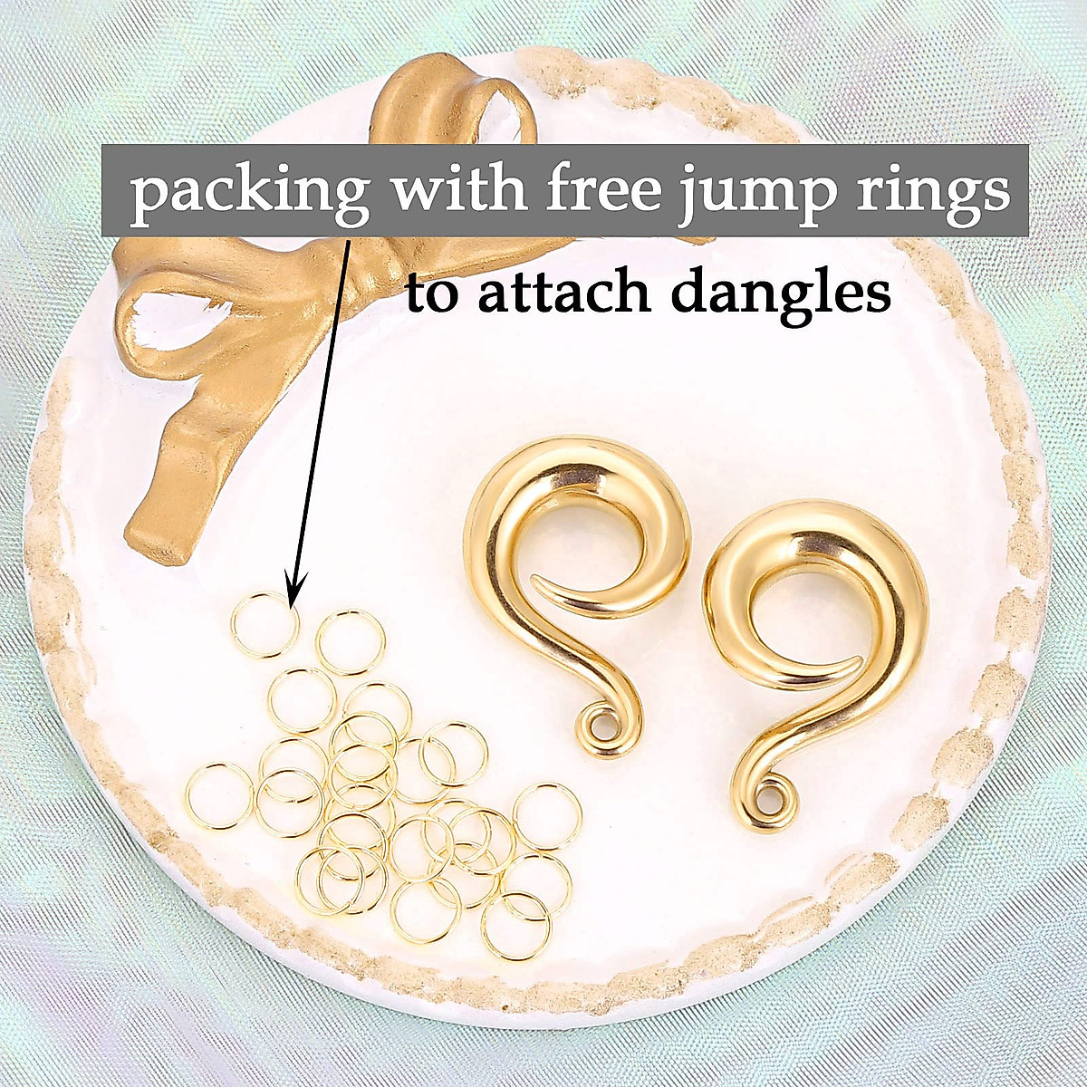 Longbeauty DIY Ear Weight Hook for Ear Piercing Jewelry 316L Stainless Steel Gauges Plugs Dangle Ear Hangers Pierced Expanders 0g