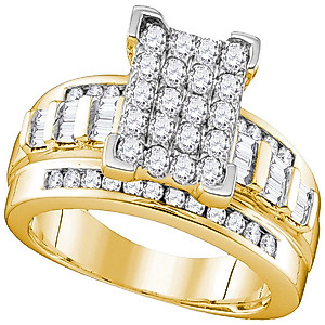 The Diamond Deal 10kt Yellow Gold Round Diamond Cluster Bridal Wedding Engagement Ring 1/2 Cttw