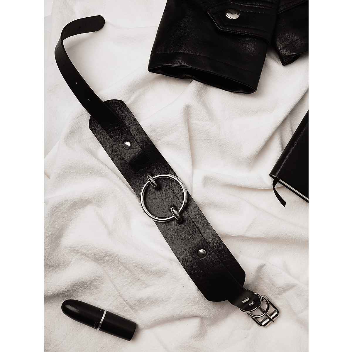 Sacina Gothic Punk Spiked Choker Necklace, Black PU Leather Choker, Goth Punk Jewelry Gift for Women, Men, Halloween Christmas New Year Gift