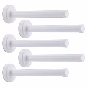 Modern Door Stopper, 6 Inch Stainless Steel Door Stop with Sound Dampening Rubber Bumper Wall Mounted Durable Door Holder with Hardware Screws Brushed Finish (5, White)