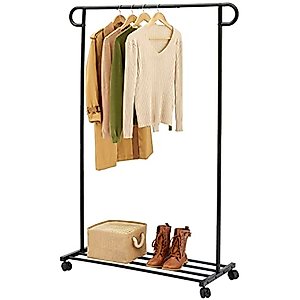 Hoctieon Rolling Clothes Rack,Portable Clothing Racks for Hanging Clothes,White Garment Rack on Wheels,Freestanding Closet Wardrobe Rack