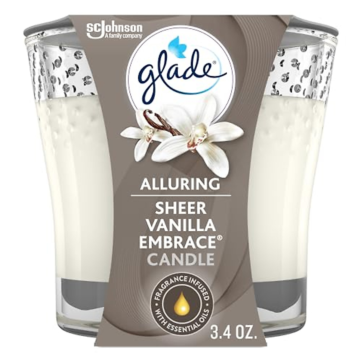 Glade Candle Jar, Air Freshener, Sheer Vanilla Embrace, 3.4 Oz