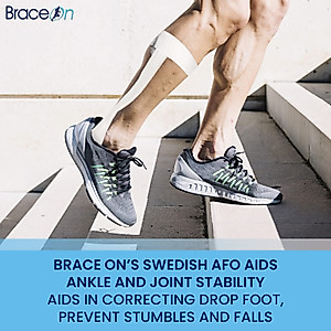 BraceOn AFO – Swedish Deluxe - Drop Foot Stabilizer, Moldable, Trimmable, Lightweight Polyethylene (Men, Left)