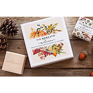 Via Mercato Natale Shea Butter Soap Boutique Luxury Gift Box (Set of 4, 50g Each) - Autunno