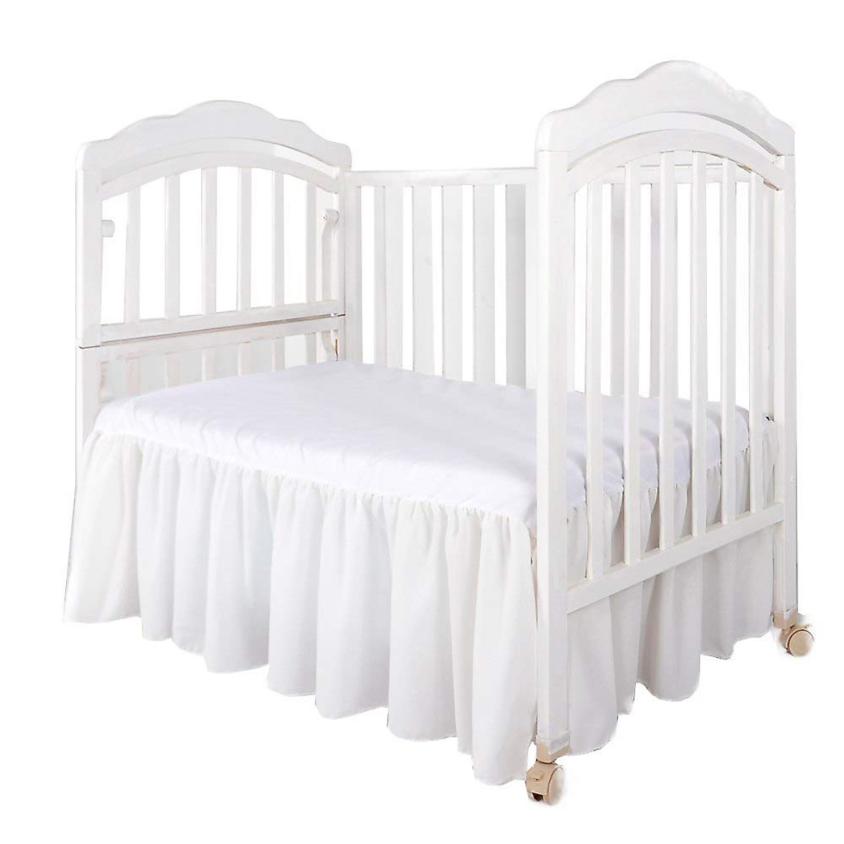 Queen's Linen Crib Dust Ruffle White Crib Bed Skirt With Split Corners -Crib Dust Ruffle For Standrad Crib 14 Drop (28” X 52”)