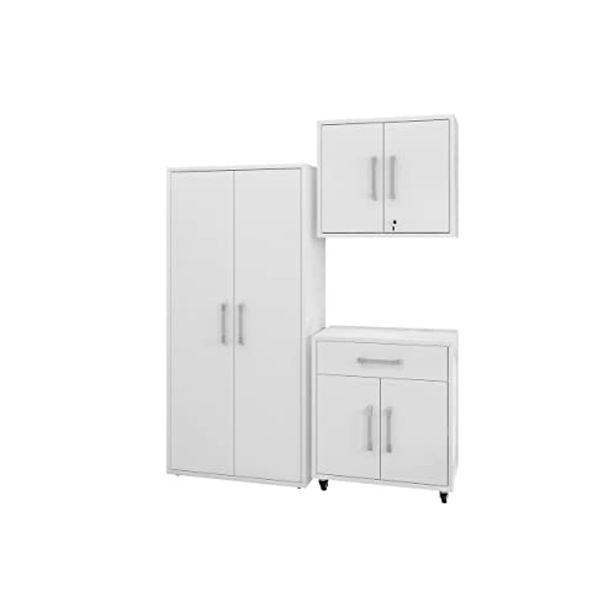 Manhattan Comfort Eiffel 3-Piece Storage Garage Set in White