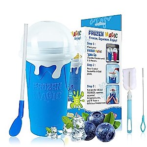 Nenkarn Slushy Maker Cup, Upgrade 17oz/500ml Slushie Cup, TIK TOK Quick Frozen Magic Cup, Double Layers Slushie Maker Cup, Fasting Cooling Make And Serve Slushy Cup For Milk Shake, Smoothies, Slushies (Blue)