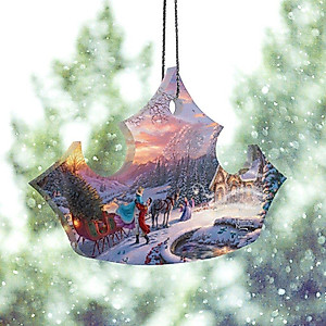 Disney – Cinderella Brings Home The Tree – Holiday Disney Collection – Thomas Kinkade Studios - Crown Shaped Hanging Acrylic Print Accessory – Officially Licensed Collectible