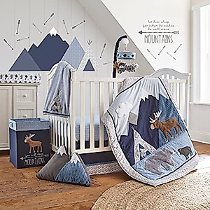 Levtex Baby - Trail Mix Nursery Hamper - Rectangular Fabric Hamper - Moose - Blue, Navy and Brown - Nursery Accessories - Size: 14 x 14 x 9in.