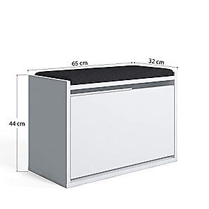 Ruumstore Tona Shoe Cabinet, 1 Flip Drawer Shoe Storage with Padded Seat Cushion