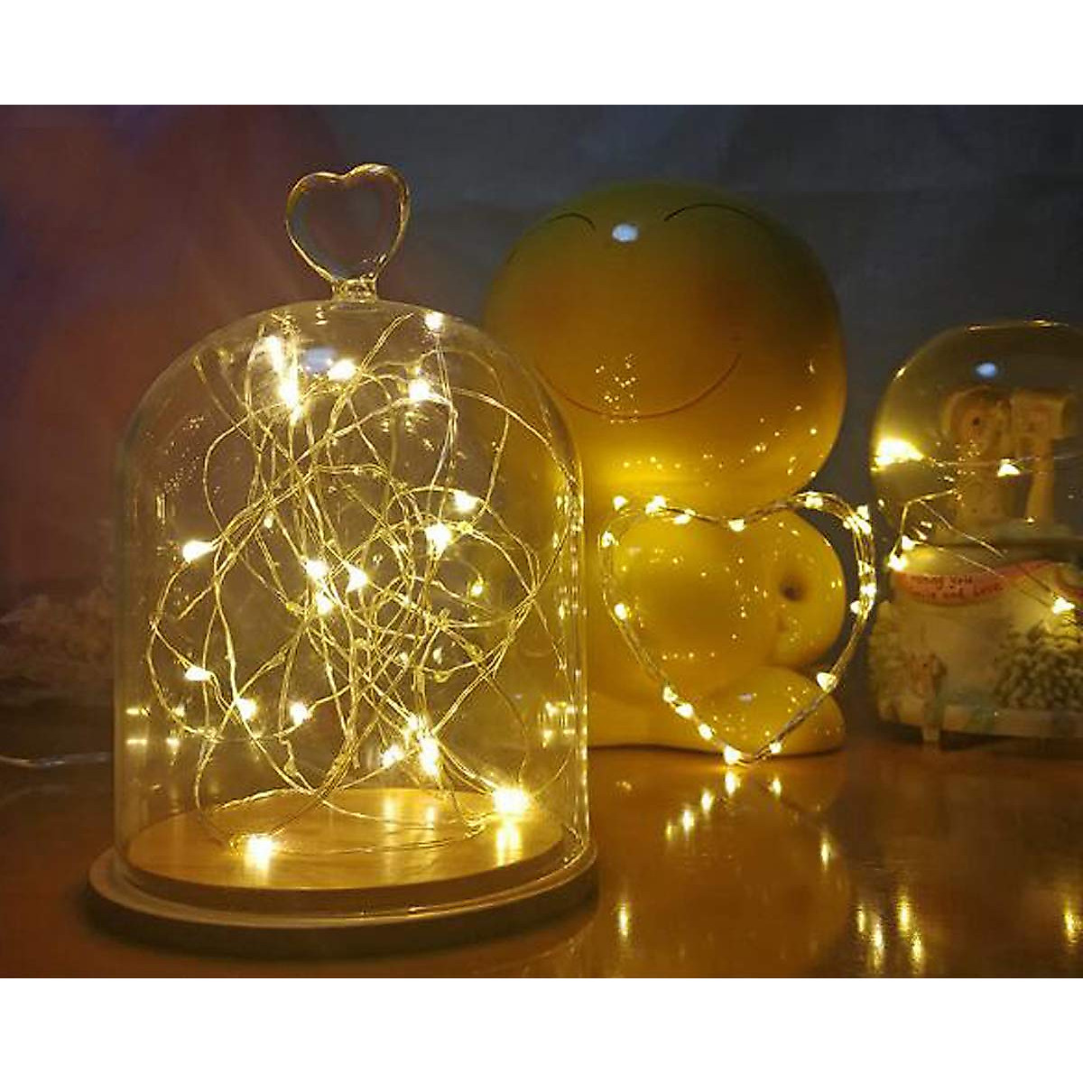 Dreamworth 2 Pack 12 Modes Sound Activated Music String Lights, Battery Operated 16.4Ft 50 LED Silver Wire Fairy Lights with Remote Timer for Bedroom Wedding Party Festival(Warm White)