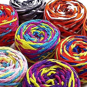 Multicolor 190g/ball Chenille Knitting Yarn Soft Ice Strip Line Cotton Yarn DIY Wool Yarn for Hand Knitting Scarf Thick Wool Yarn
