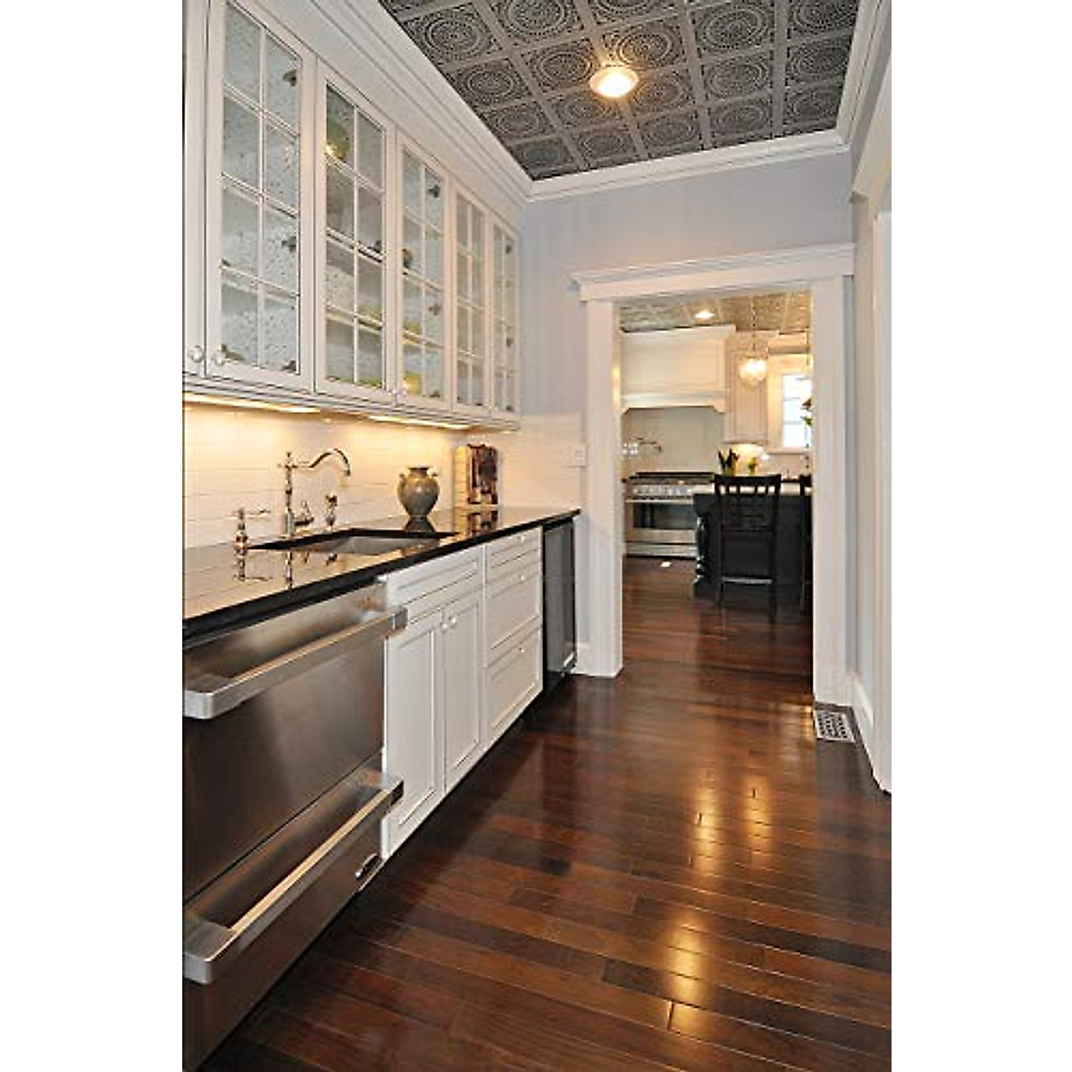 Grandma's Doilies Quartet-Faux Tin Ceiling Tile - Antique Silver 25-Pack