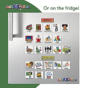 SchKIDules Visual Schedule for Kids 87Pc Education Collection - Classroom and Homeschool Visual Supports: 66 School-Themed Magnets and 21 Headings for Preschool, Special Ed, Autism, ADHD