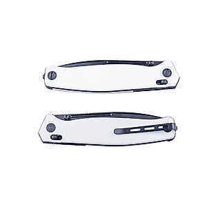 Real Steel Huginn Crossbar Lock Folding Knife - VG-10 Blade and White G10 Handle - Perfect for Daily Cutting Tasks - EDC Knife for Men Women (White/Black)