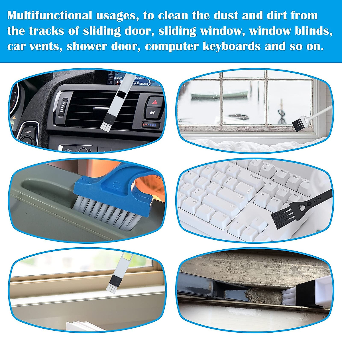 LETAYAR Narrow Spaces Cleaning Brushes Set, Multicolor, Plastic Handle, 4 Pieces