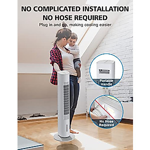 3-In-1 Evaporative Air Cooler, 1S Cooling Fan w/Remote Control & 65dB, Portable Room Cooler w/Cooling Mode, 60° Oscillation Evaporative Cooler, Air Conditioner Portable for Room Office, 4 Ice Packs