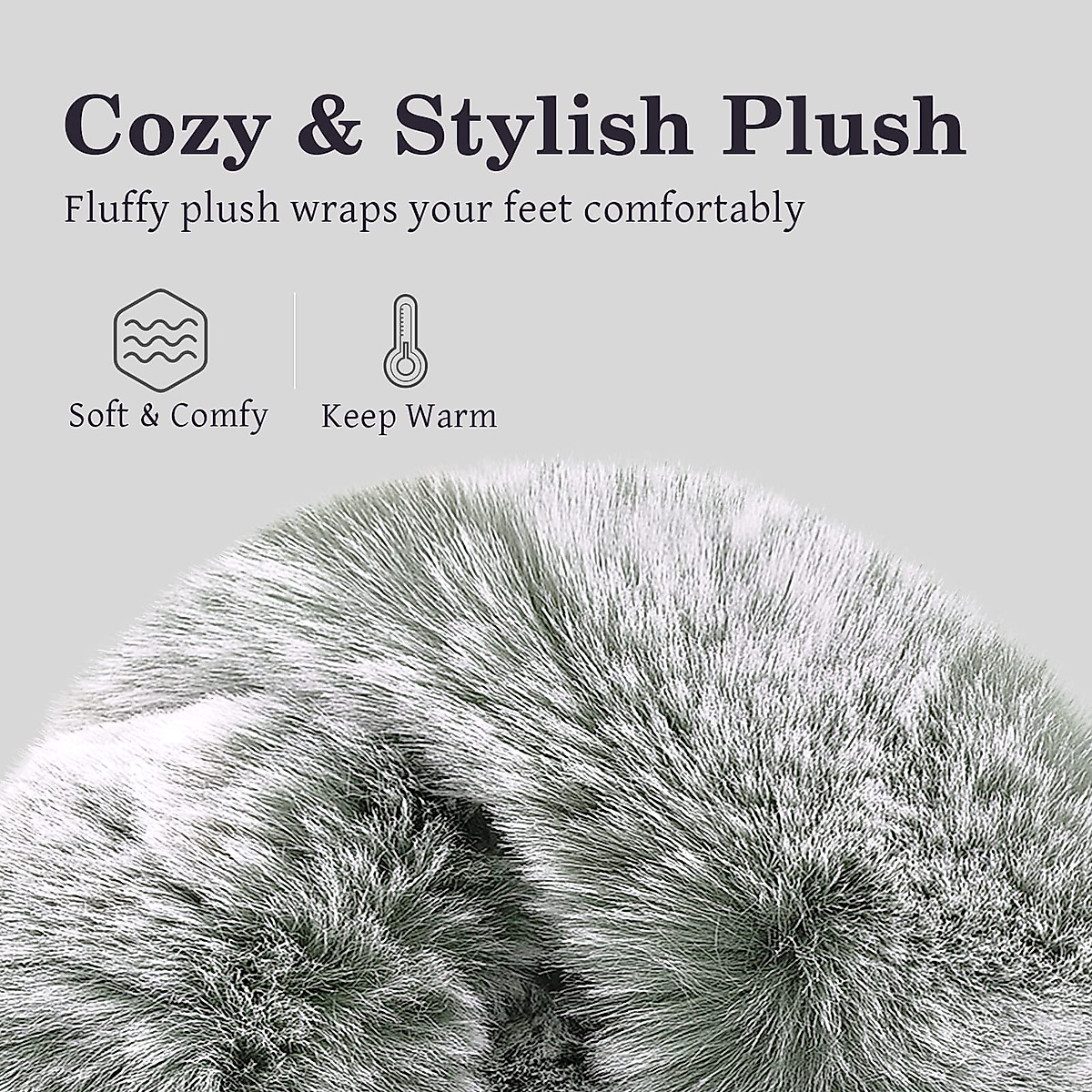 Cozyfurry Womens Cross Band Slippers Cozy Furry Fuzzy House Slippers Open Toe Fluffy Indoor Shoes Outdoor Slip on Warm Breathable Anti-skid Sole Tip Grey 9-10 L