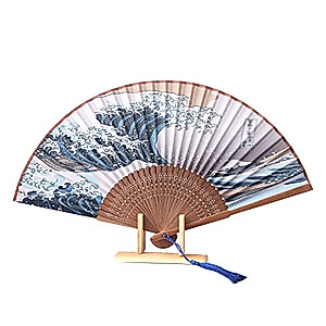 Hand Fan Pocket Fan Tassel Folding Fan Retro Bamboo Handle Fan Summer Party Dancing Wedding Vintage Style