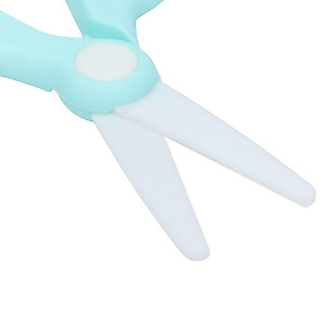 Portable Feeding Aid Scissors Ceramic Food Supplement Scissors with Scissors Cover Storage Box for Supplies Household(Green)