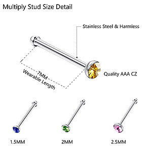 NewCraft Women's 3 Sets 160Pcs Studs Rings Hoops, Surgical Stainless Steel Hypoallergenic Nose Piercing Jewelry, NS01,