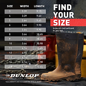 DUNLOP Protective Footwear, Chesapeake Plain Toe, 100% Waterproof, Lightweight and Durable PVC Boots, Slip Resistant, 8677577.14, Size 14 US, Black