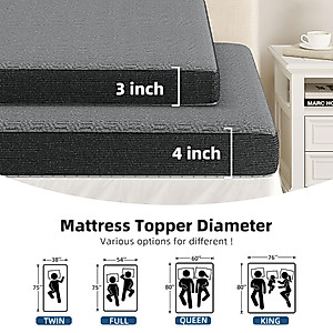 DWVO 3 Inch Memory Foam Mattress Topper Twin - Cooling Gel Memory Foam with Removable & Washable Cover - Mattress Pads for Pressure Relief Back Pain/Sofa/RV/Camper-CertiPur Certified