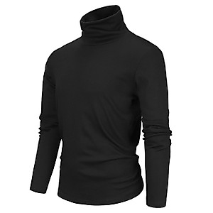 Derminpro Men's Thermal Turtleneck Soft Long Sleeve Soft T-Shirt Black X-Large