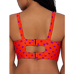 Smart & Sexy womens Plus-size Long Lined Underwire Bikini Top, Bright Polka Dot Print, 36C US