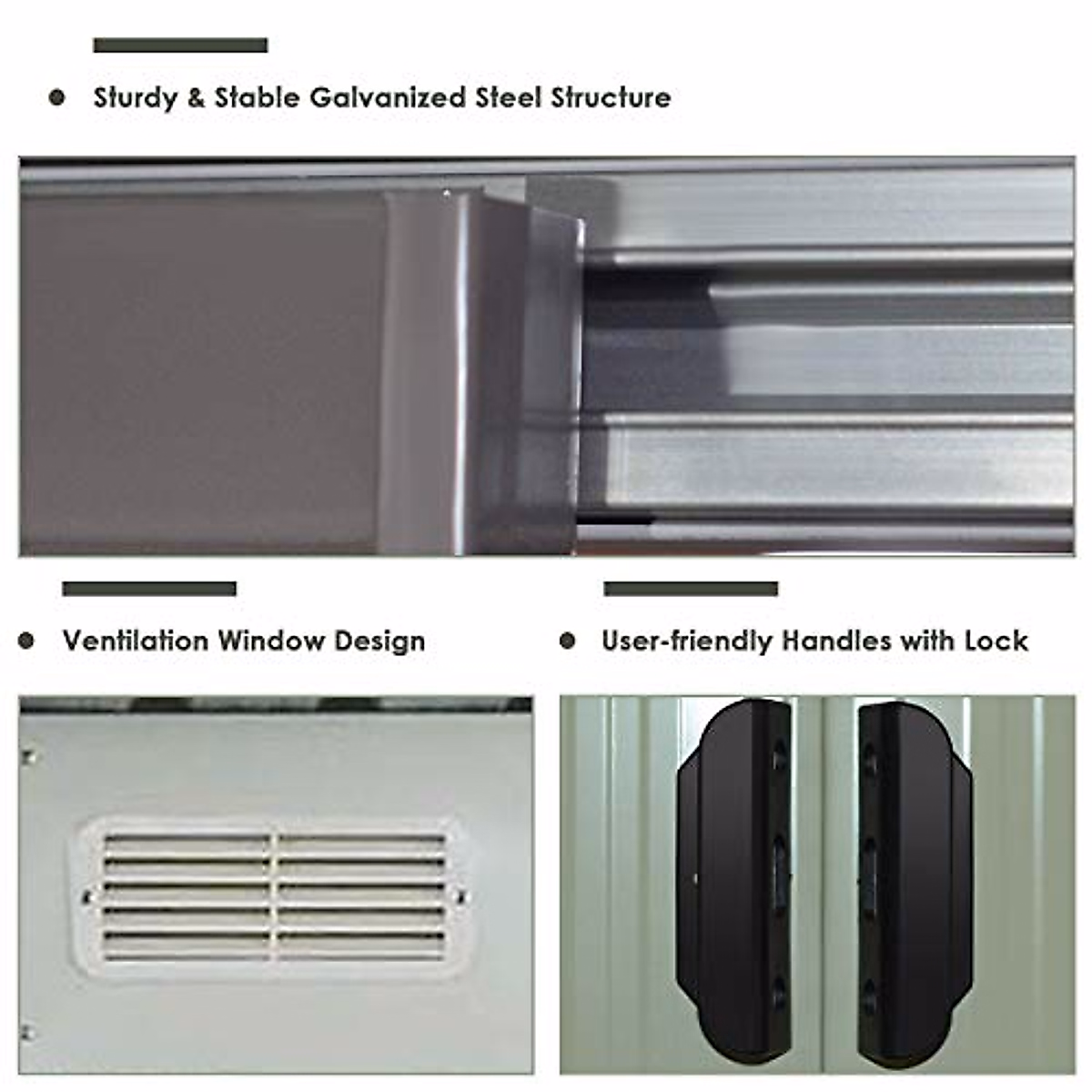 Goplus Garden Storage Shed Galvanized Steel Outdoor Heavy Duty Tool House w/Sliding Door, 4 x 6.2 Ft (Green)