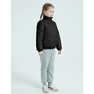 AMEBELLE Toddler Baby Girl Boy Unisex Warm Stand Collar Lightweight Zip Up Down Jacket Coats(1672-Black-6/7Y)