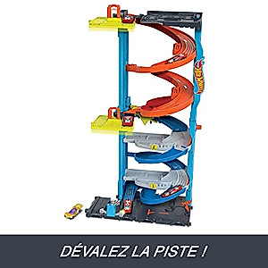 Hot Wheels Toy Car Track Set City Transforming Race Tower, Single to Dual-Mode Racing, with 1:64 Scale Car
