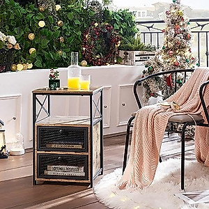 VECELO Night Stand Set of 2, End Side Table with Storage Space and Door,Modern Nightstands for Living Room, Bedroom