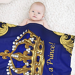 ANEWNICE Lingtoolator oyal Blue Gold Prince Crown Baby Blanket Super Soft 30 X 40 Inch, Receiving Blankets (Royal Blue Gold Prince Crown)