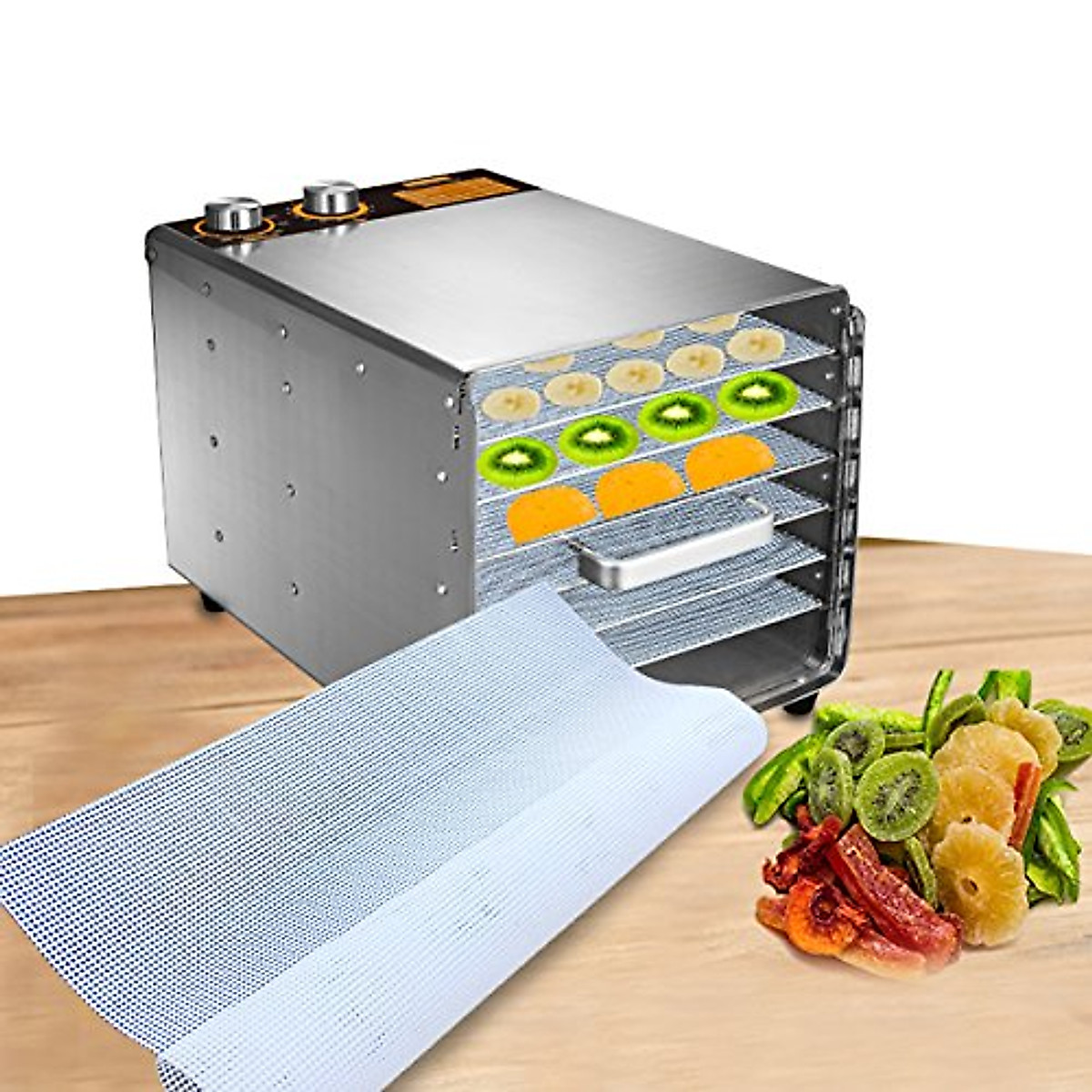 Bluedrop Pack of 5 Premium Non Stick Silicone Dehydrator Sheets For Fruit Dryer Mesh Dim Sum Mesh Dumpling Steaming Screen Mat