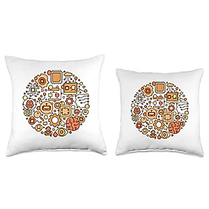 Artificial Intelligence Minimal Designs Computer Science-Artificial Intelligence AI ML Technology Throw Pillow, 18x18, Multicolor